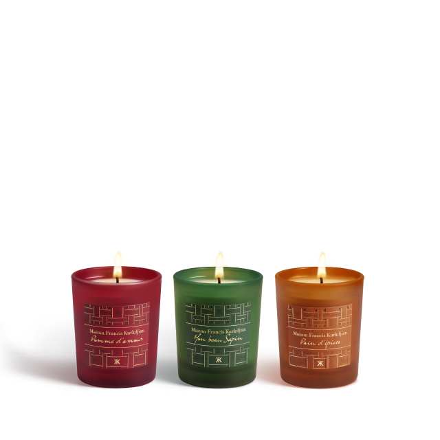 Mon beau Sapin, Pomme d’amour & Pain d’épices ⋅ Trio of scented candles ...